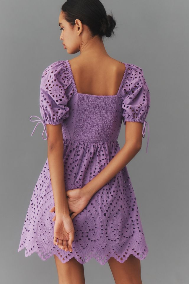 English Factory Short-Sleeve Scallop Mini Dress | Anthropologie