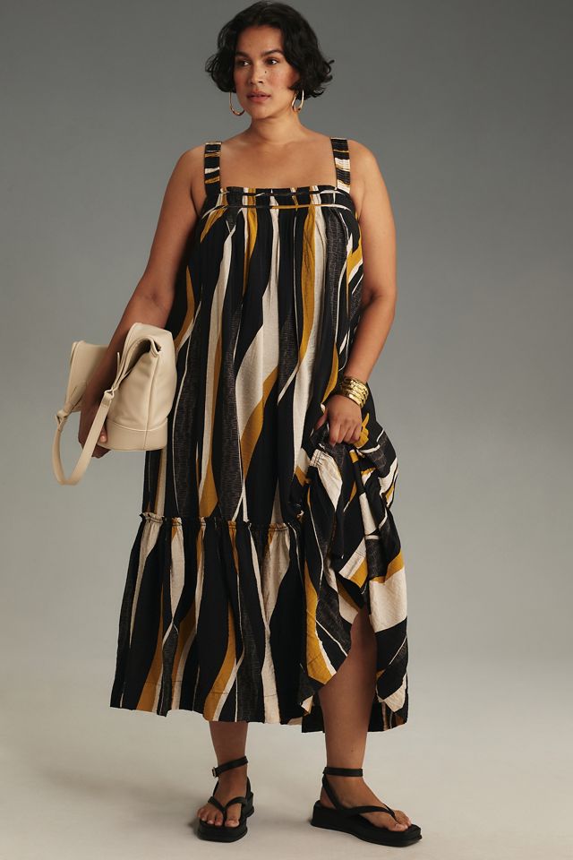 By Anthropologie Square-Neck Waistless Midi Dress | Anthropologie