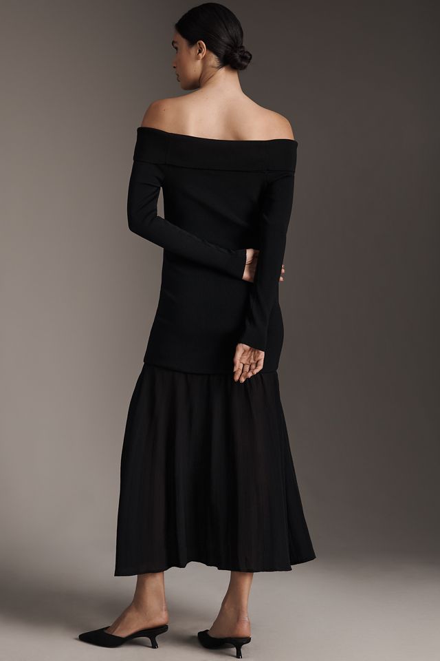 ASTR The Label Lydia Off-Shoulder Long-Sleeve Midi Dress | Anthropologie