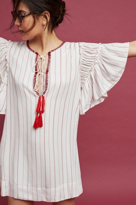 Ira Tasseled Mini Dress, White | Anthropologie UK