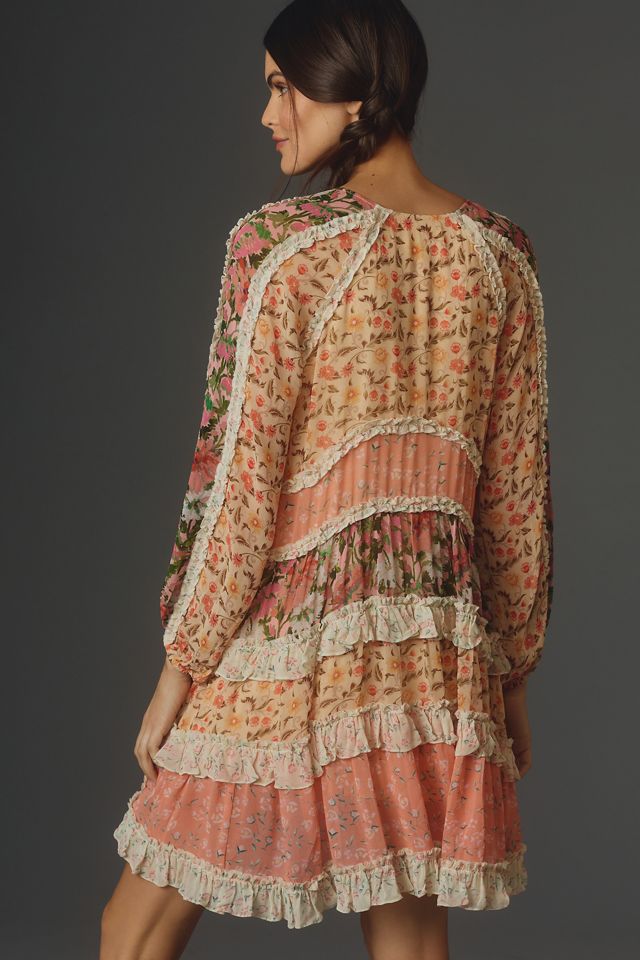 Verb by Pallavi Singhee Long-Sleeve Tiered Mini Dress | Anthropologie