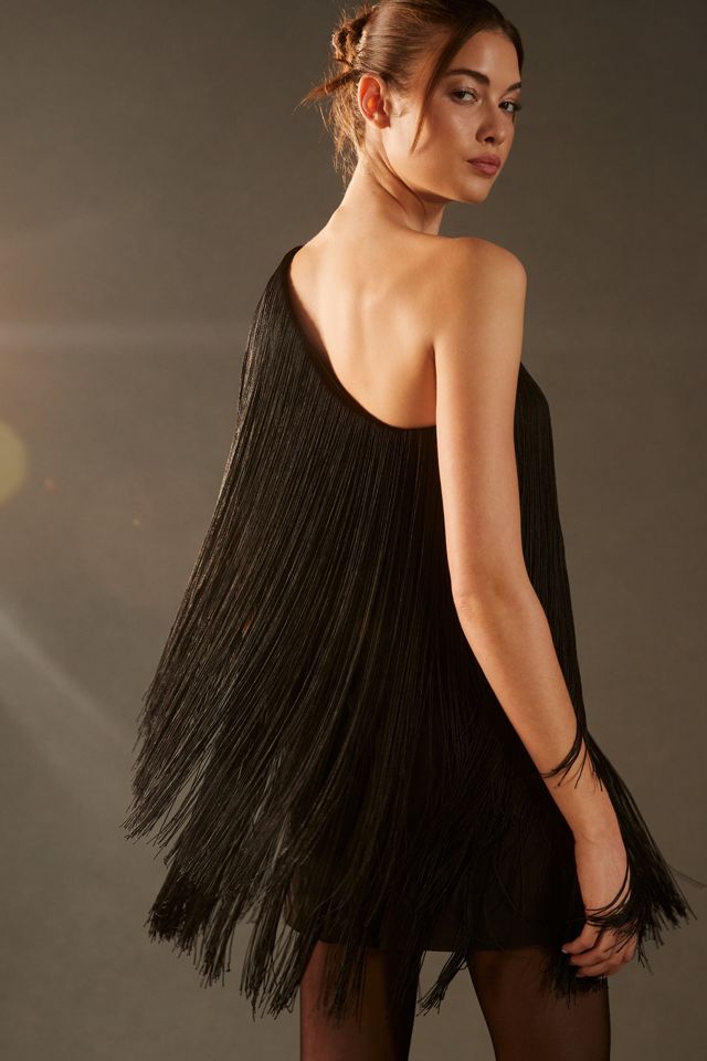 Hutch One-Shoulder Fringed Mini Dress | Anthropologie