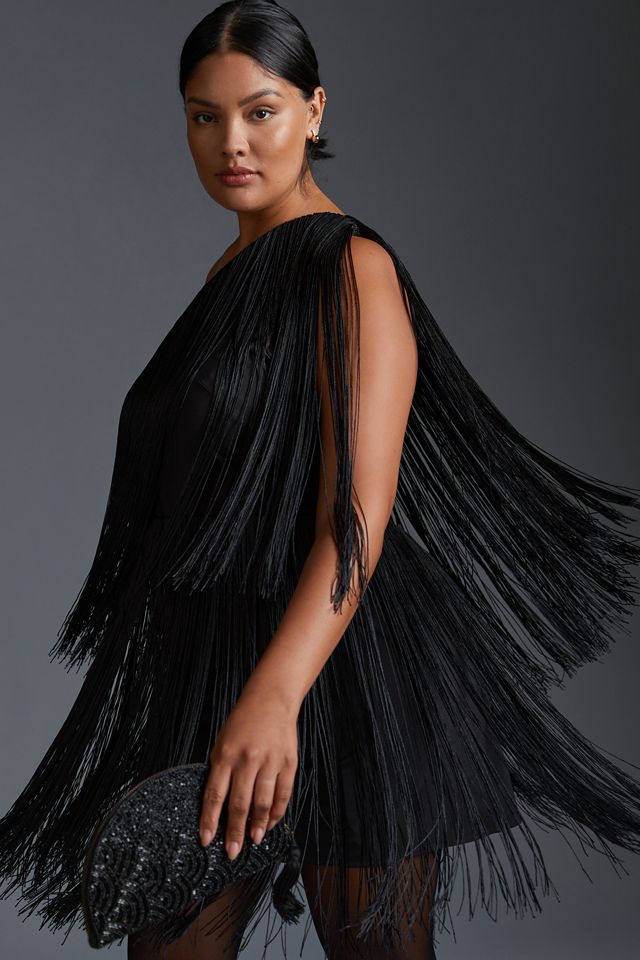 Hutch One-Shoulder Fringed Mini Dress | Anthropologie