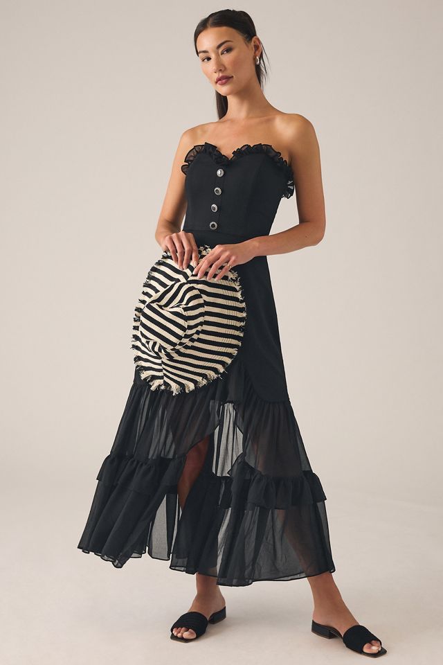 Hutch Strapless Tiered Ruffle Side-Slit Dress | Anthropologie