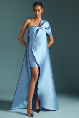 Hutch One-Shoulder Bow Train Dress | Anthropologie