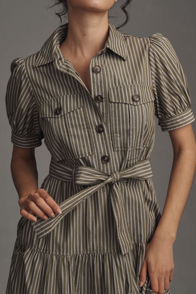 Derek Lam 10 Crosby Buffy Short-Sleeve Tiered Midi Shirt Dress ...