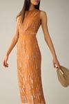 Mac Duggal Beaded Sleeveless Midi Sheath Dress | Anthropologie