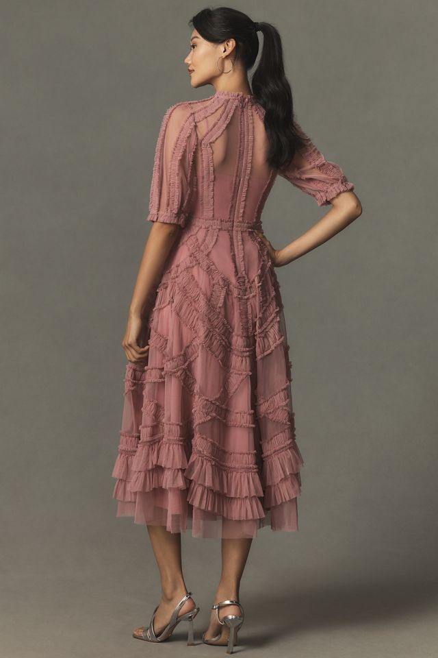 Mac Duggal High-Neck A-Line Ruffle Dress | Anthropologie