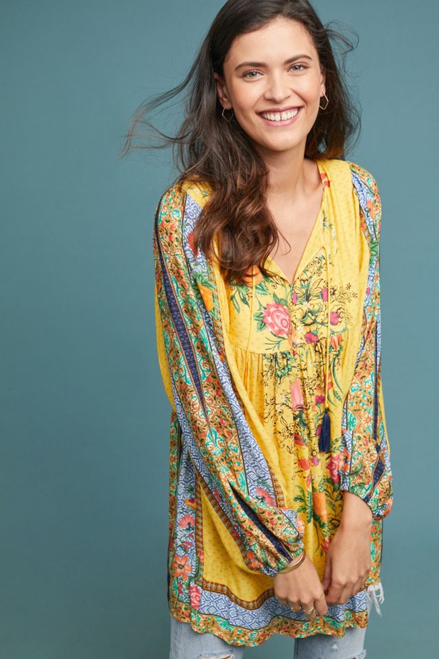 Farm Rio Lorena Patchwork Tunic Dress | Anthropologie UK