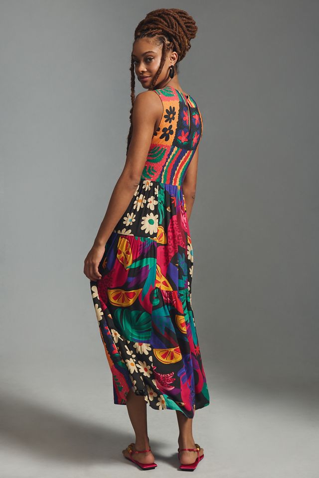 Farm Rio Sleeveless Patchwork Print Dress