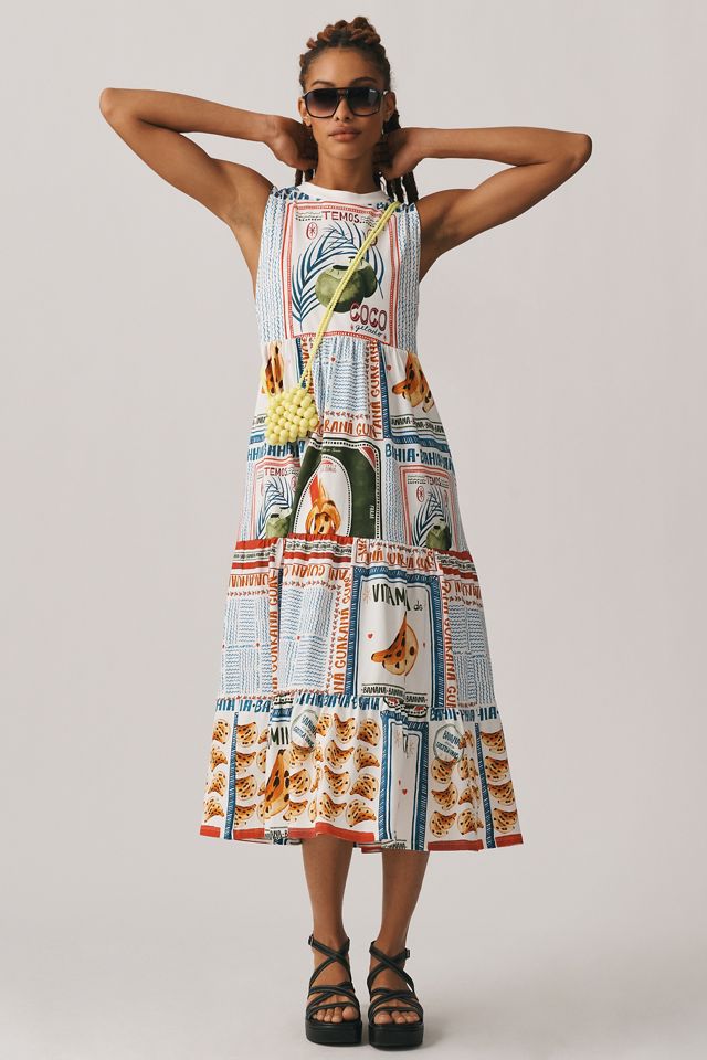 Farm Rio Sleeveless Patchwork Print Dress