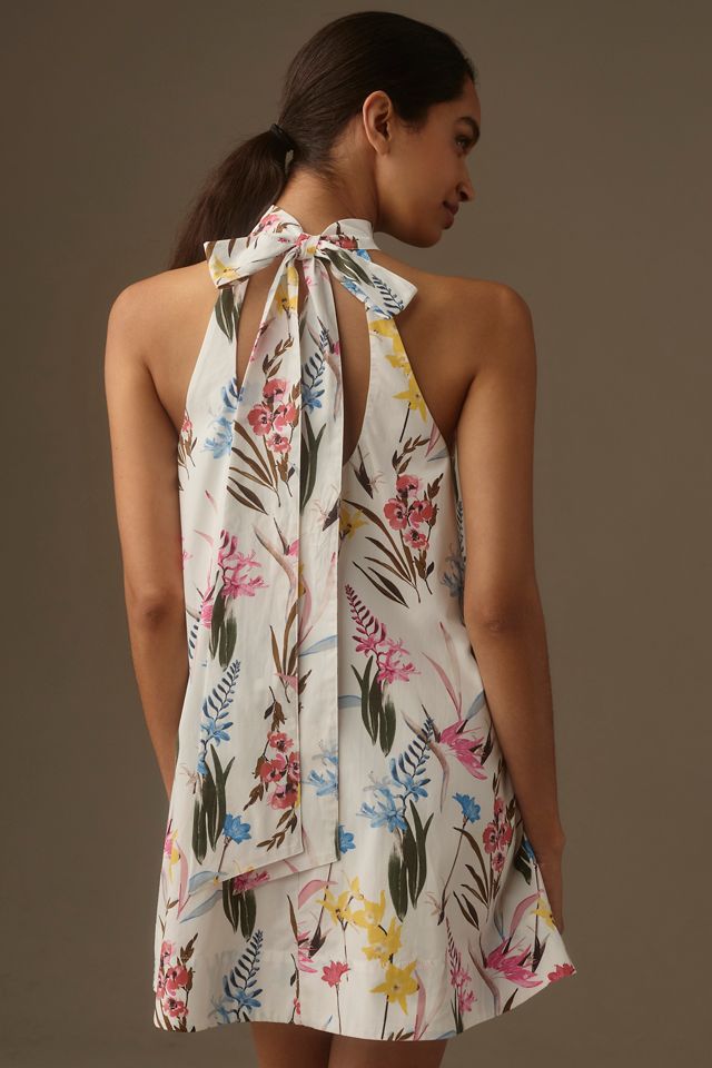 Maeve Halter Poplin Swing Mini Dress | Anthropologie