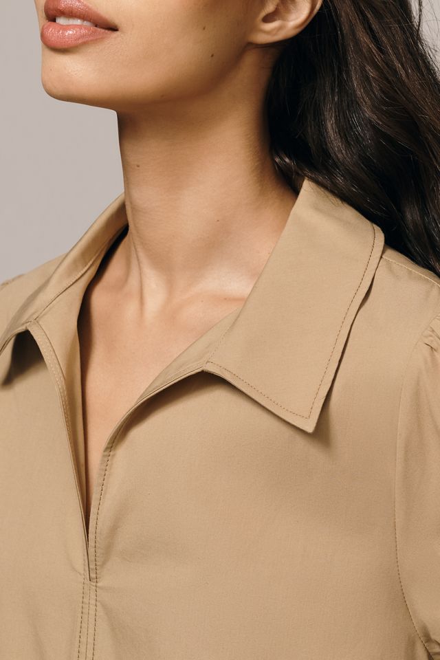 Maeve Puff-Sleeve Mini Shirt Dress | Anthropologie