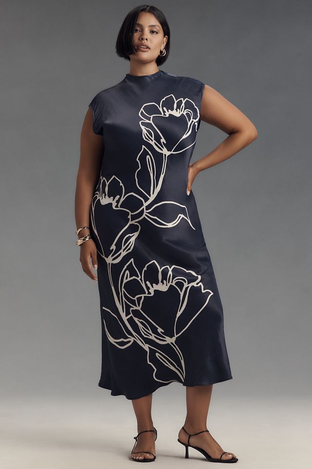 Maeve Mock-Neck Midi Slip Dress | Anthropologie