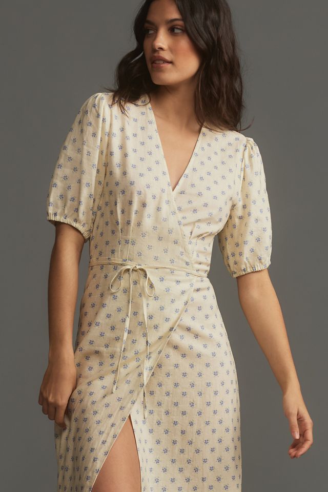 Rolla's Verona Linen Wrap Midi Dress | Anthropologie