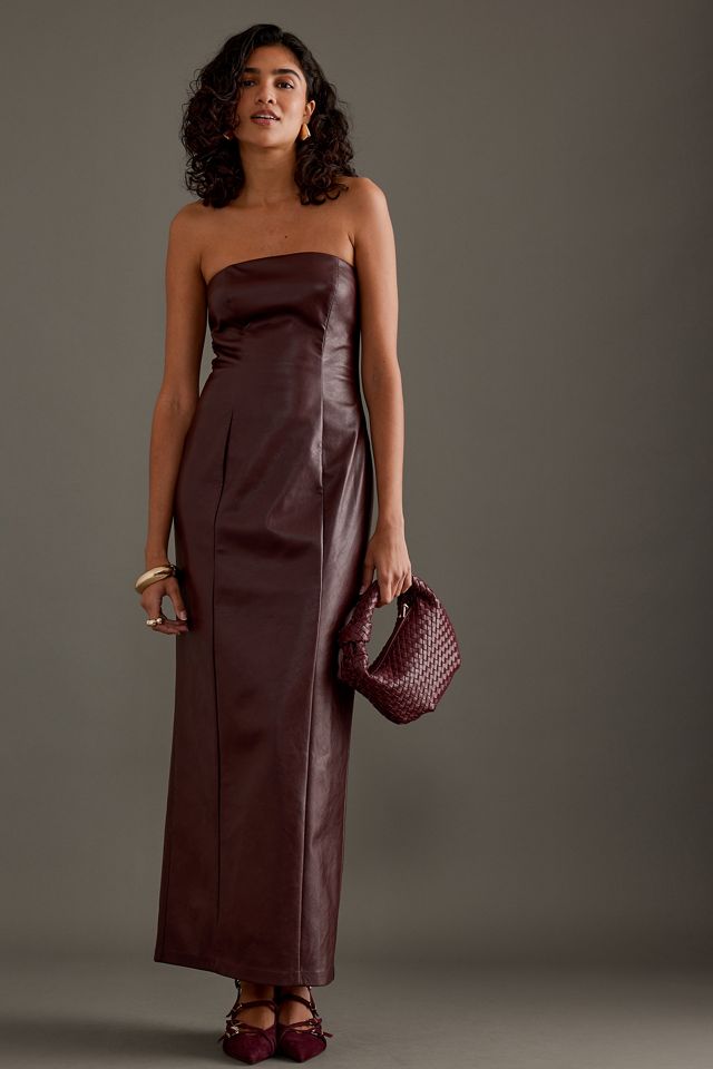 4th & Reckless Karina Vestido Maxi Bandeau de Cuero Sintético ...