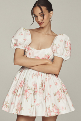 Selkie Sofia Puff-Sleeve Sweetheart Mini Babydoll Dress | Anthropologie