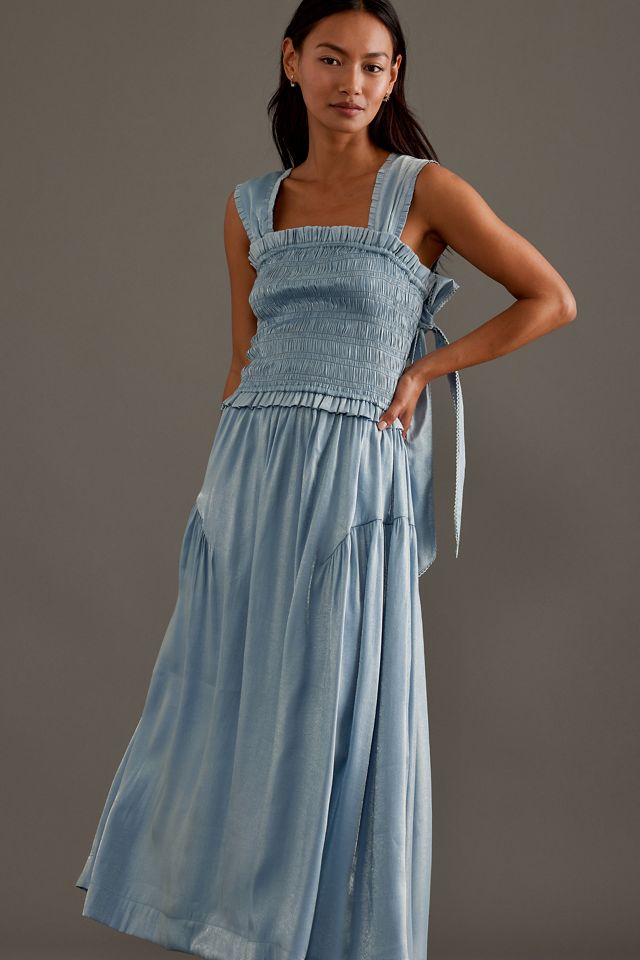 Damson Madder Violet Satin Midi Dress | Anthropologie UK