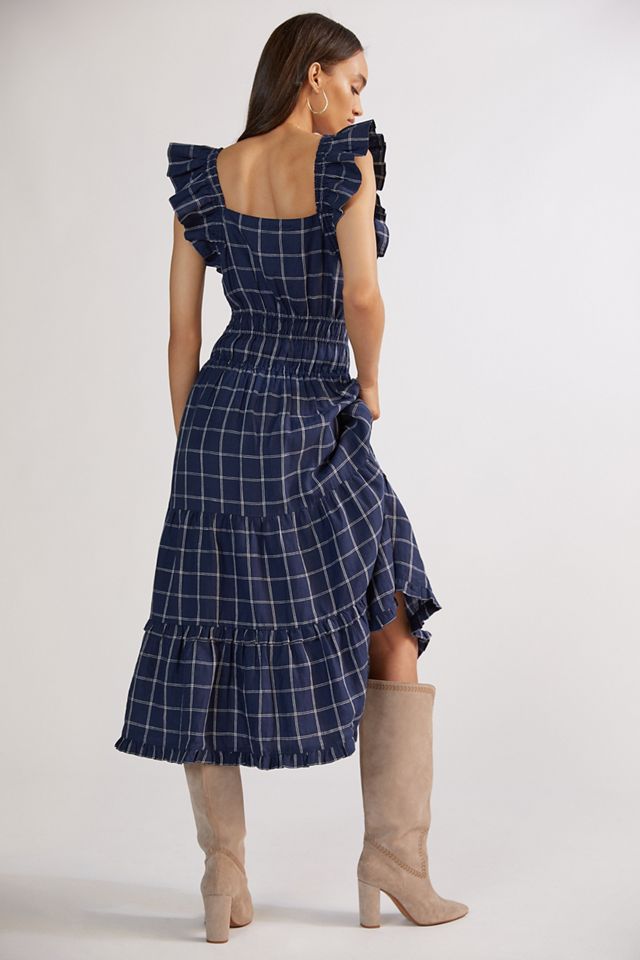 Magali Pascal Ruffled Linen Midi Dress | Anthropologie