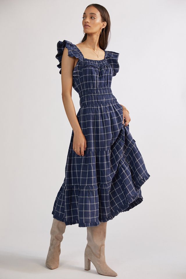 Magali Pascal Ruffled Linen Midi Dress | Anthropologie