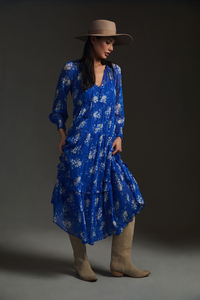 Robe longue imprimée en mousseline Marais | Anthropologie FR