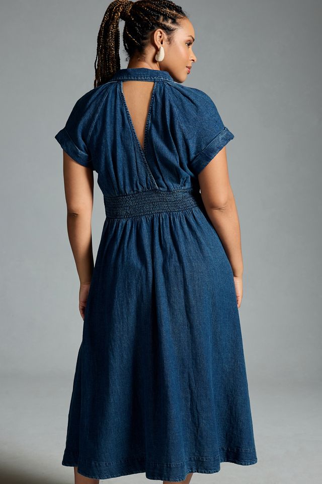 Maeve Denim V-Neck Wrap Dress | Anthropologie