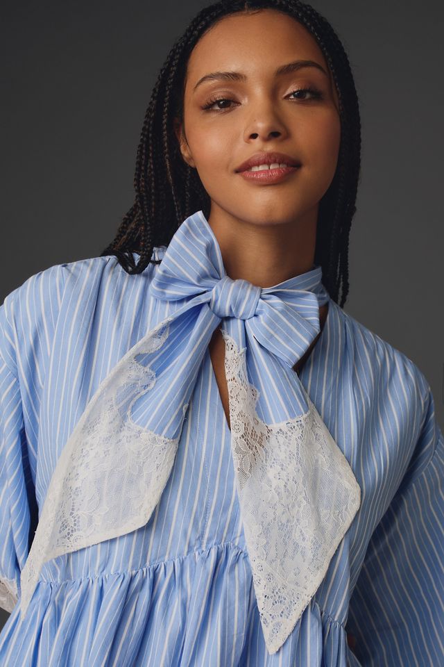 Maeve V-Neck Lace Twofer Mini Shirt Dress | Anthropologie