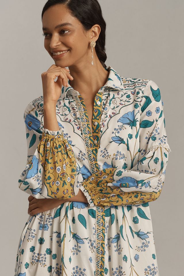 The Eleanora Long-Sleeve Maxi Shirt Dress | Anthropologie