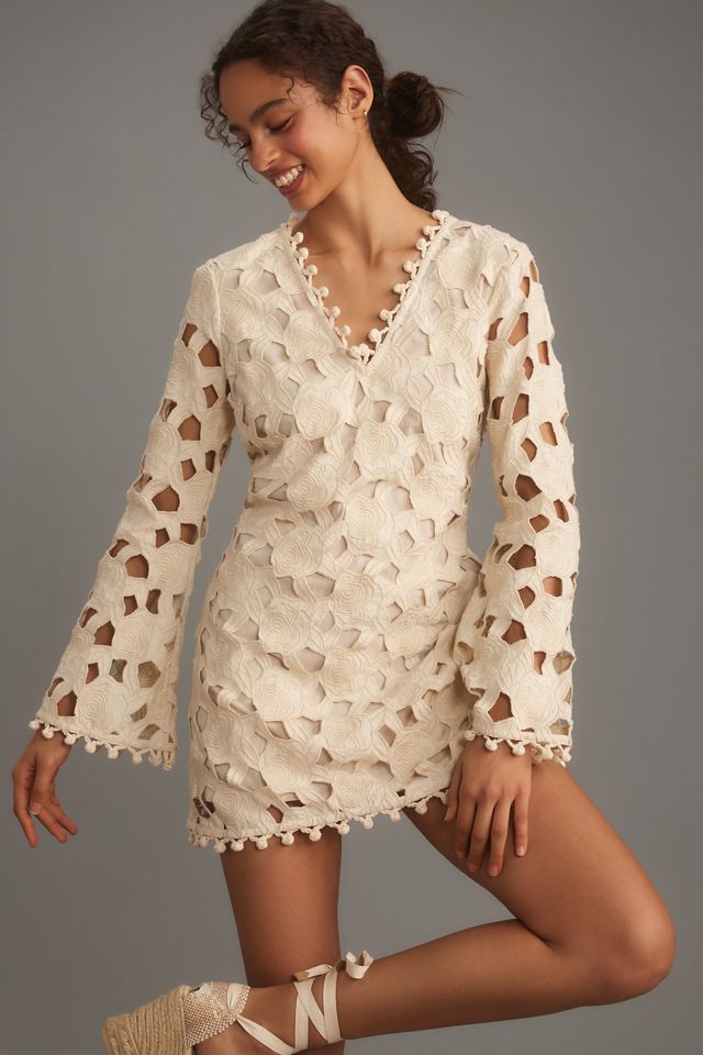 Hope for Flowers by Tracy Reese Long-Sleeve Linen Mini Dress ...