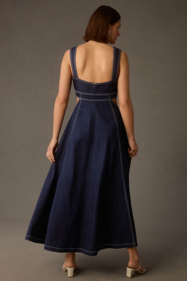 Aureta Studio Corset Denim Cutout Dress | Anthropologie