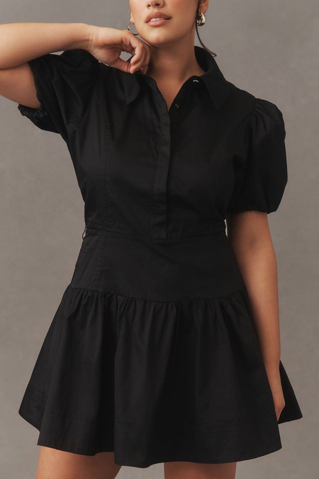 Aureta x Anthropologie Studio Puff-Sleeve Belted Mini Dress | Anthropologie