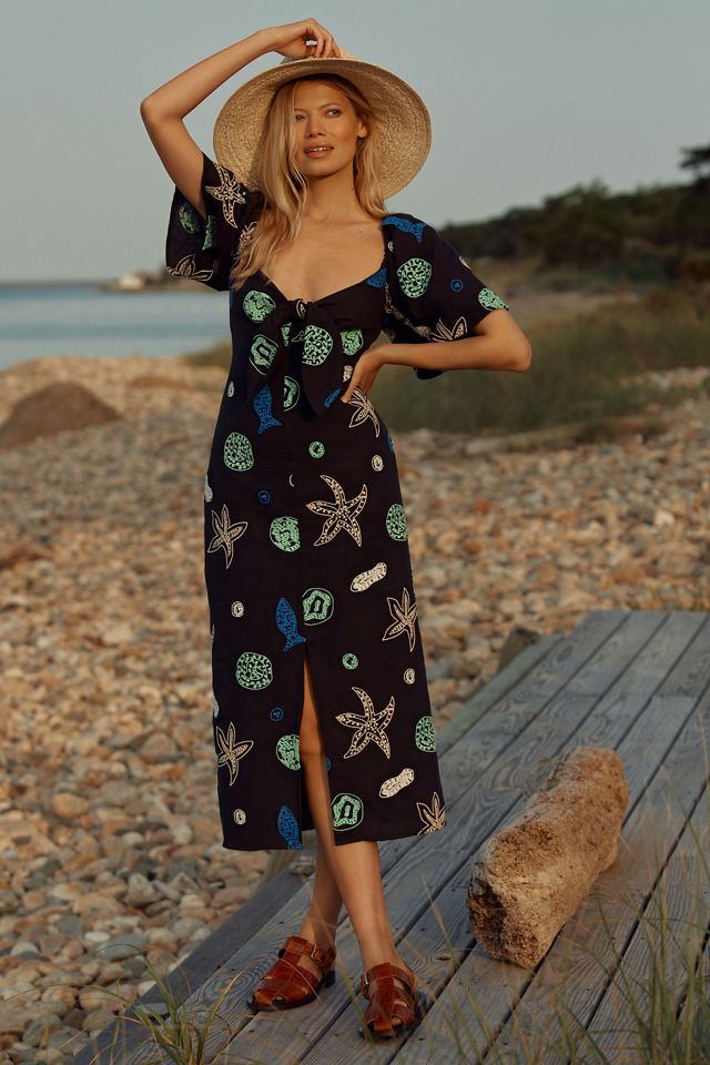 RHODE Pablo V-Neck Embroidered Dress | Anthropologie