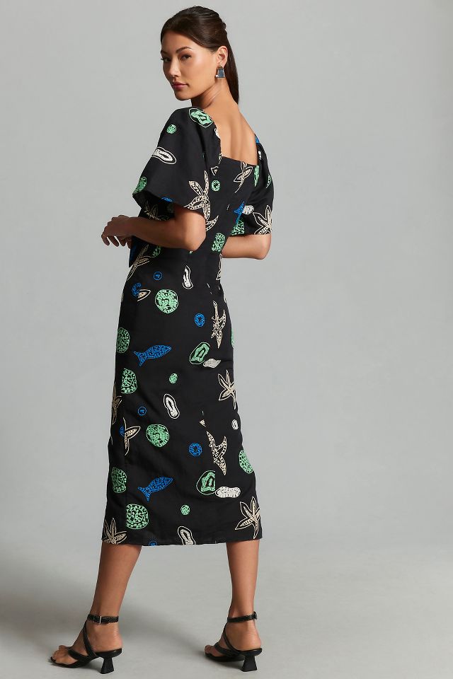 RHODE Pablo V-Neck Embroidered Dress | Anthropologie