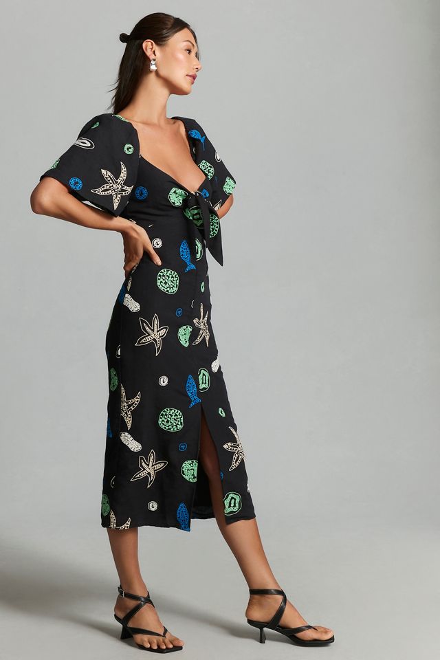 RHODE Pablo V-Neck Embroidered Dress | Anthropologie