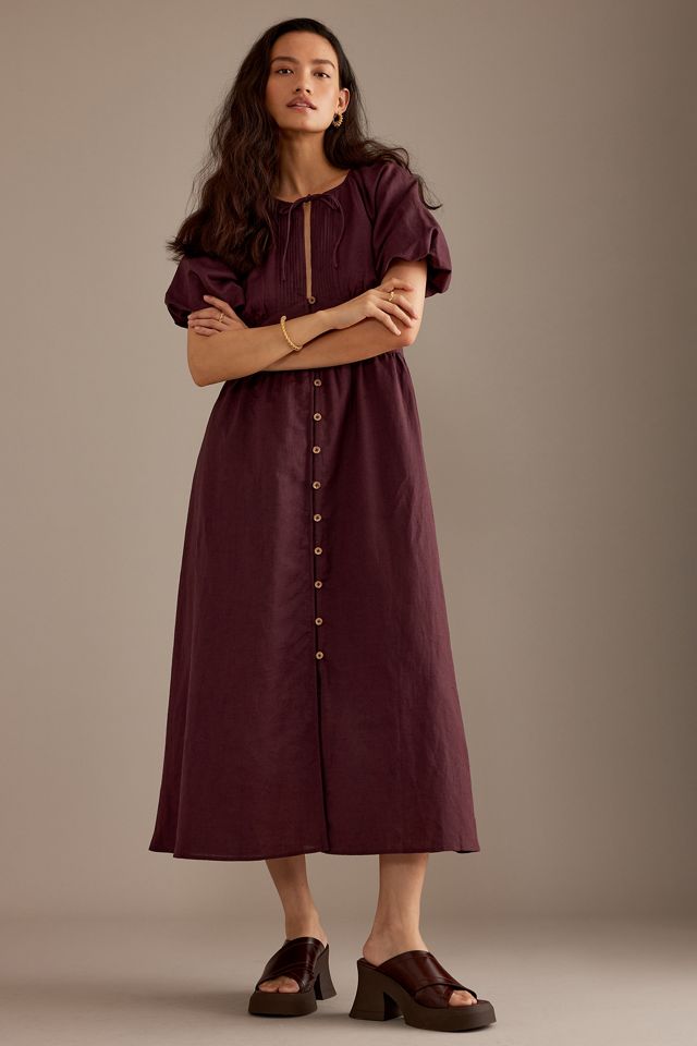 Nobody's Child Isabella Puff-Sleeve Button-Front Dress | Anthropologie UK