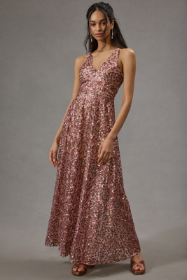 Dress The Population Ariyah Floral Sequin Dress | Anthropologie