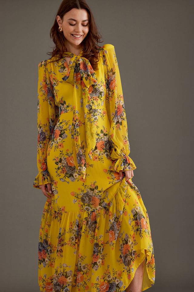 Queens of Archive Elvira Balloon-Sleeve Floral Maxi Dress ...