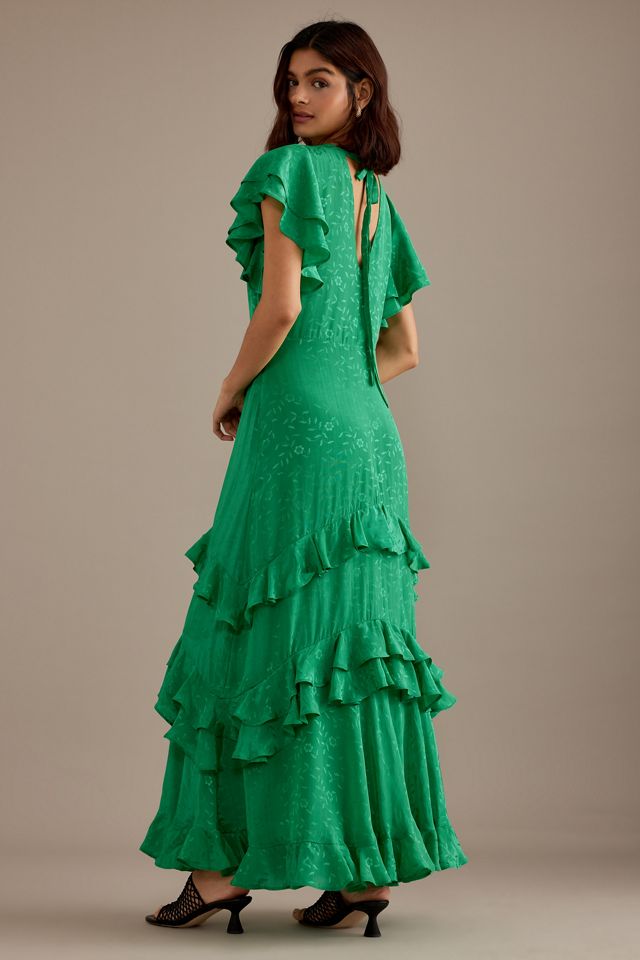Queens of Archive Willow Flutter-Sleeve Ruffle Maxi Dress ...
