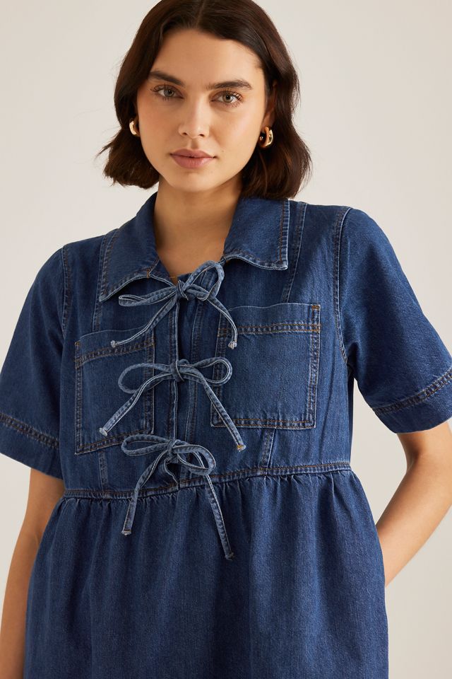 ALIGNE Effy Tie-Front Denim Midi Dress | Anthropologie UK