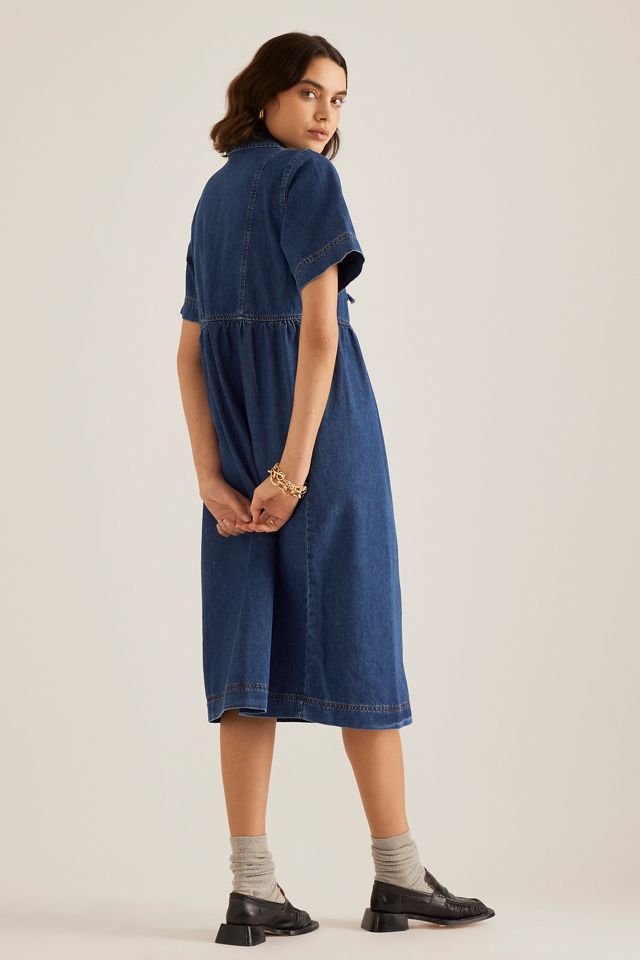 ALIGNE Effy Tie-Front Denim Midi Dress | Anthropologie UK