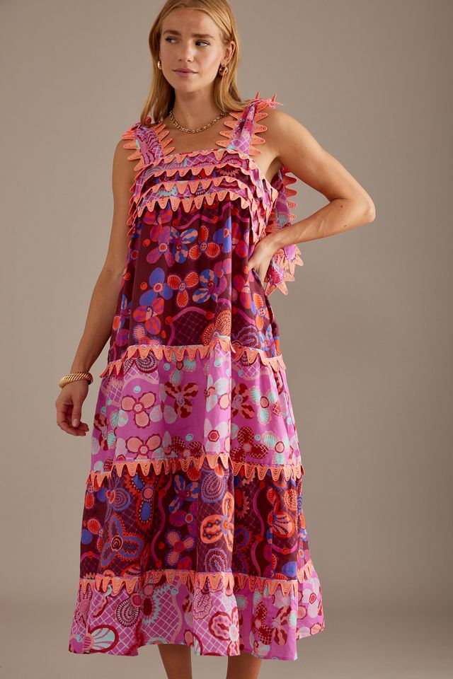 Celia B Kelly Sleeveless Printed Linen Midi Dress | Anthropologie UK