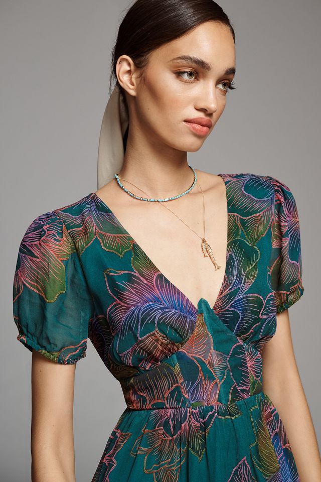 Farm Rio x Anthropologie Puff-Sleeve Corset Dress | Anthropologie