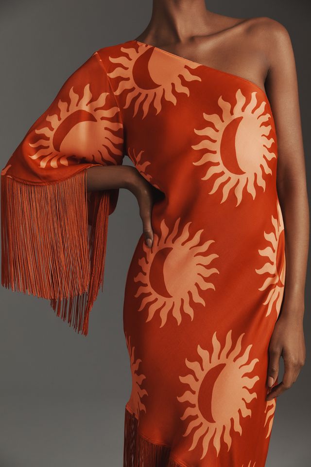 Farm Rio x Anthropologie One-Shoulder A-Line Fringe Mini Dress ...