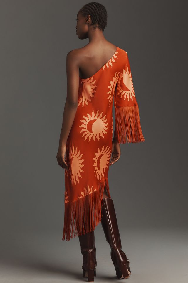 Farm Rio x Anthropologie One-Shoulder A-Line Fringe Mini Dress ...
