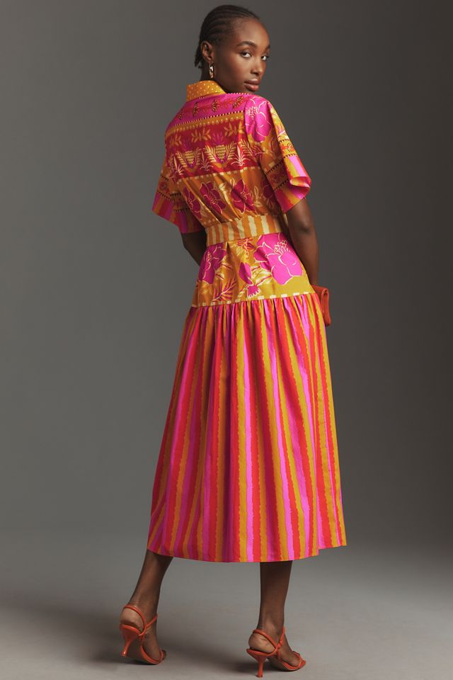 Farm Rio Tie-Waist Midi Shirt Dress | Anthropologie