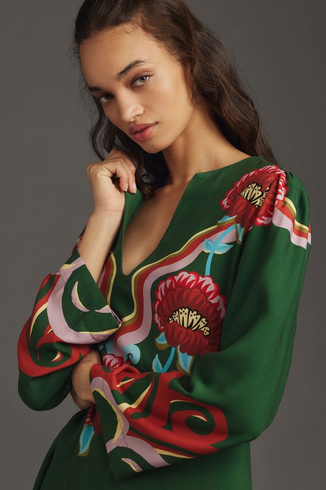 Farm Rio x Anthropologie Long-Sleeve Printed Tunic Dress | Anthropologie