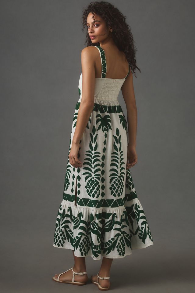Farm Rio Sleeveless Embroidered Patchwork Midi Dress | Anthropologie