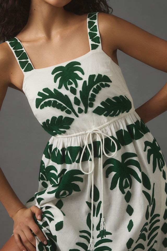 Farm Rio Sleeveless Embroidered Patchwork Midi Dress | Anthropologie