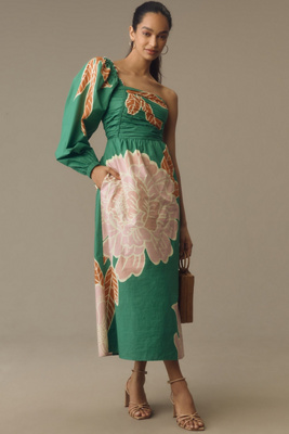 Farm Rio One-Shoulder Printed Midi Dress | Anthropologie UK