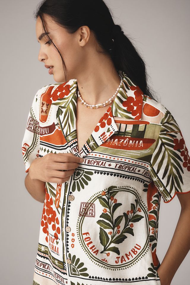 Farm Rio x Anthropologie Scalloped Shirt Dress | Anthropologie